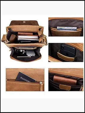Bags | Genuine Leather Messenger Crossbody Bag For Men Work Business ...